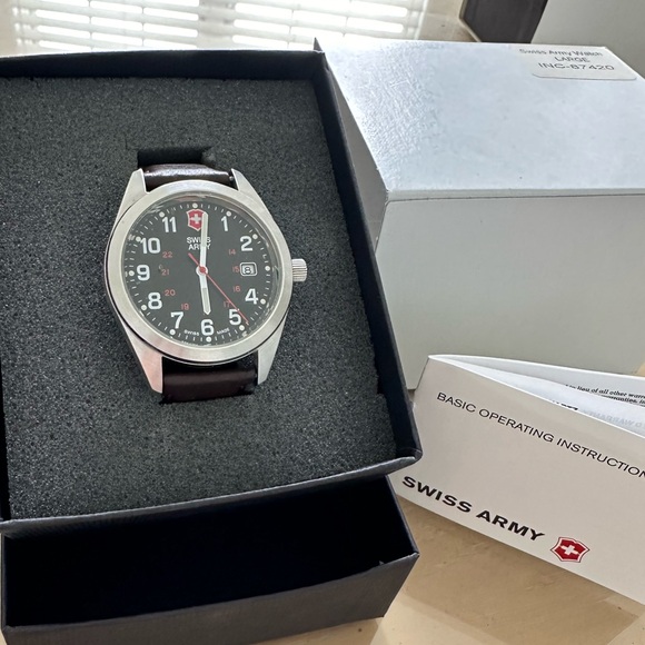 Swiss Army | Accessories | New Swiss Army Leather Watch Inc87429 Nib Large | Poshmark
